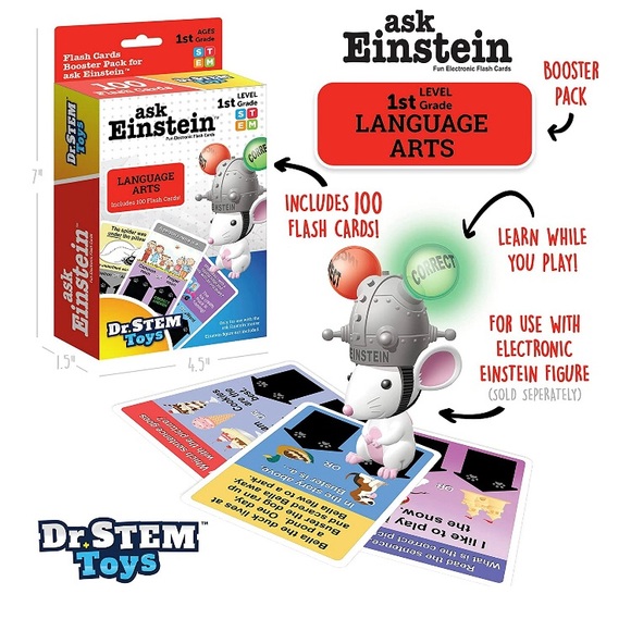 Dr. Stem ask Einstein | Toys | Ask Einstein St Grade Level Language Arts Electronic Flash Cards ...